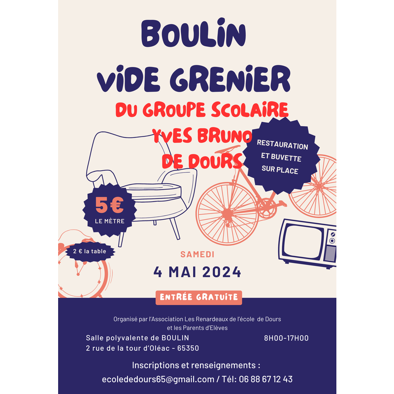 Vide grenier du groupe scolaire de Dours - Boulin (65350)