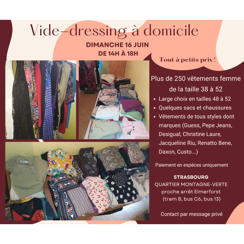 Vide dressing à domicile, 250 vêtements femme, t 38 à 52